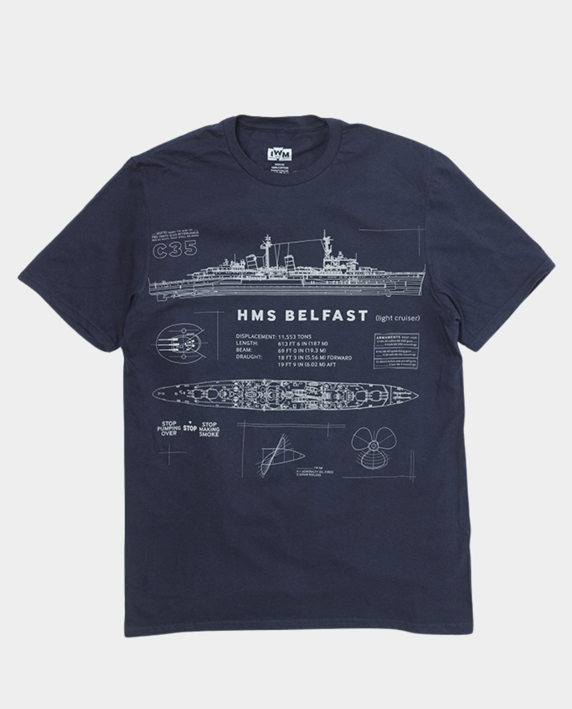 HMS Belfast Blueprint T-Shirt – IWM Shop